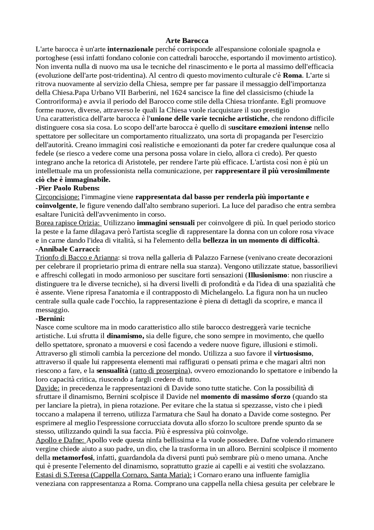 Arte E Architettura Barocca Docsity