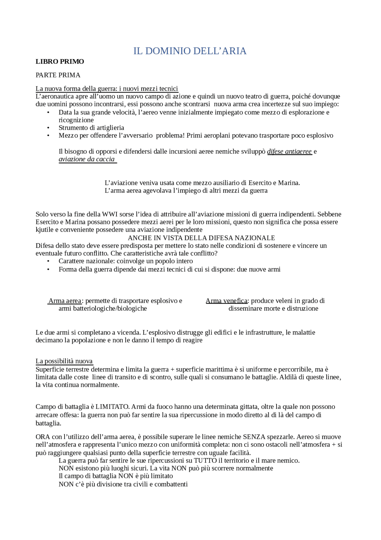 Il Dominio Dellaria Giulio Douhet Docsity