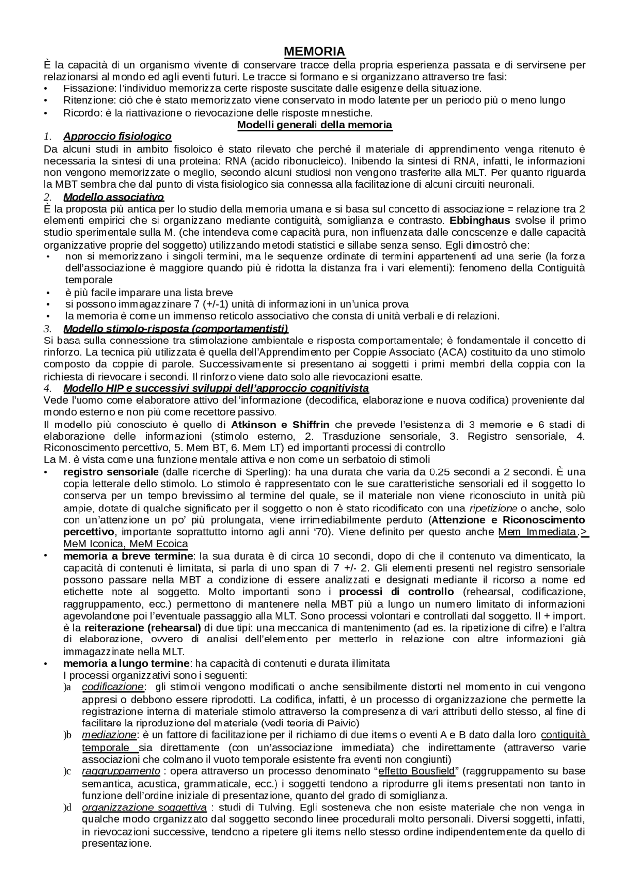 Tema Svolto La Memoria Docsity