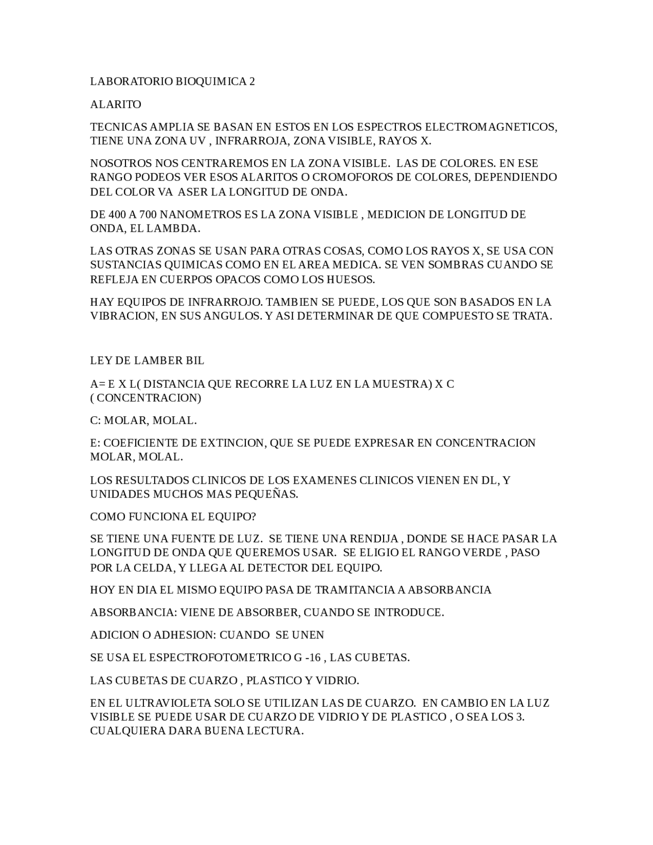Bioquimica Laboratorio 2 Docsity