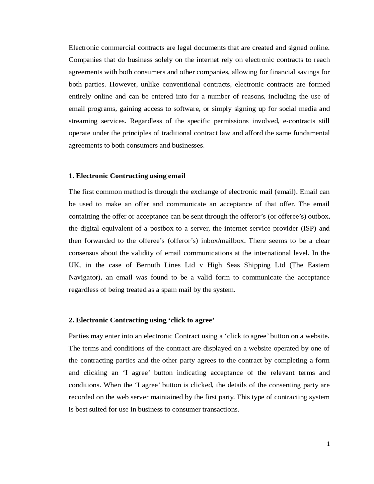 Online Commercial Contracts Docsity