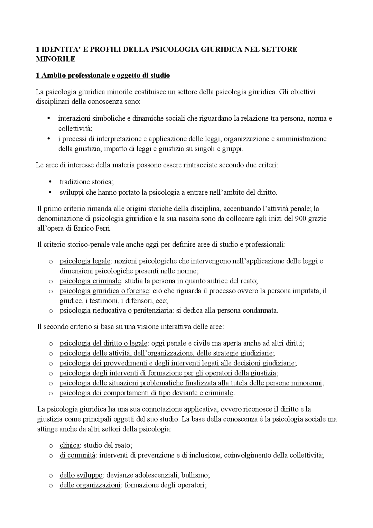 Manuale Di Psicologia Giuridica Minorile Docsity