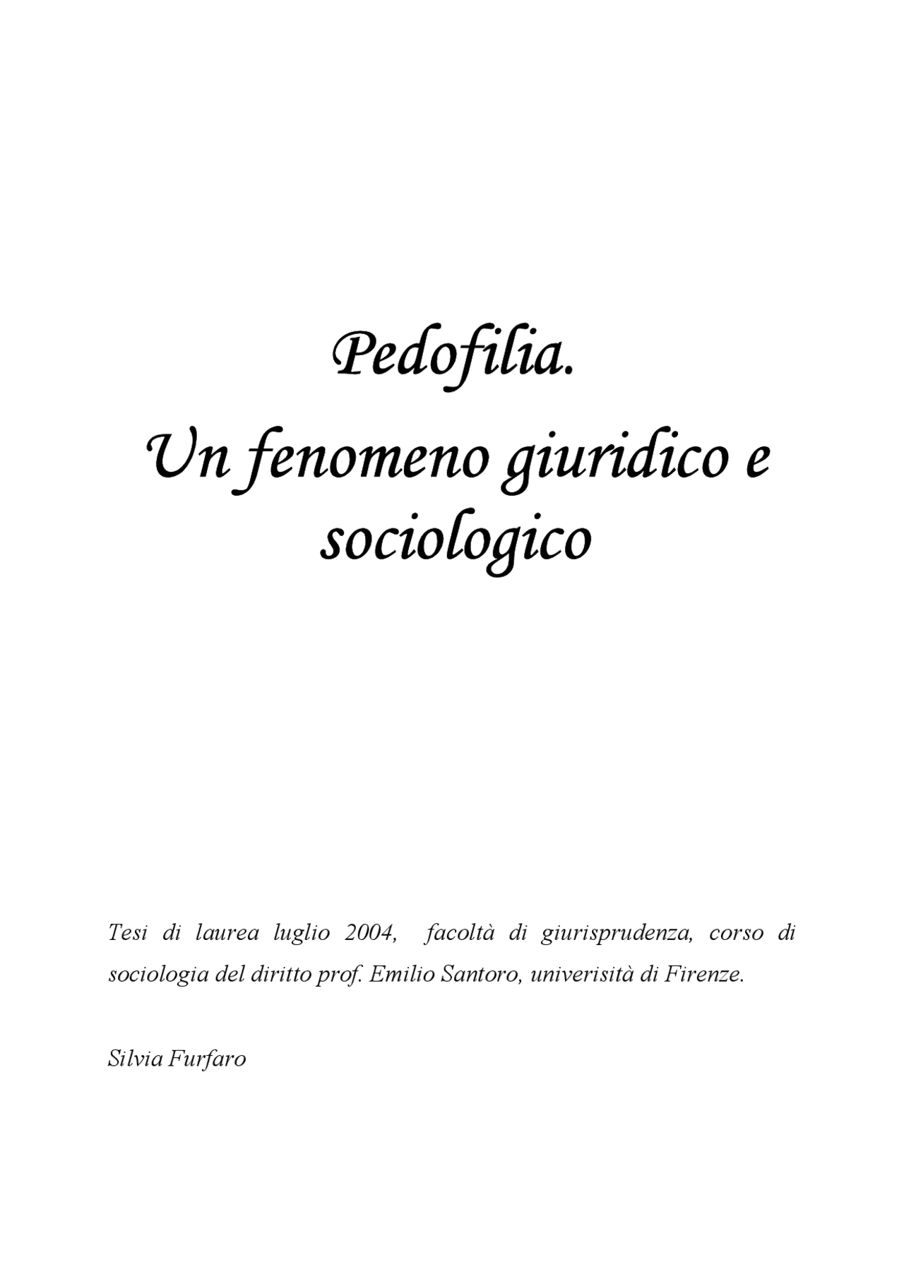 Tesi Di Laurea Sulla Pedofilia Docsity