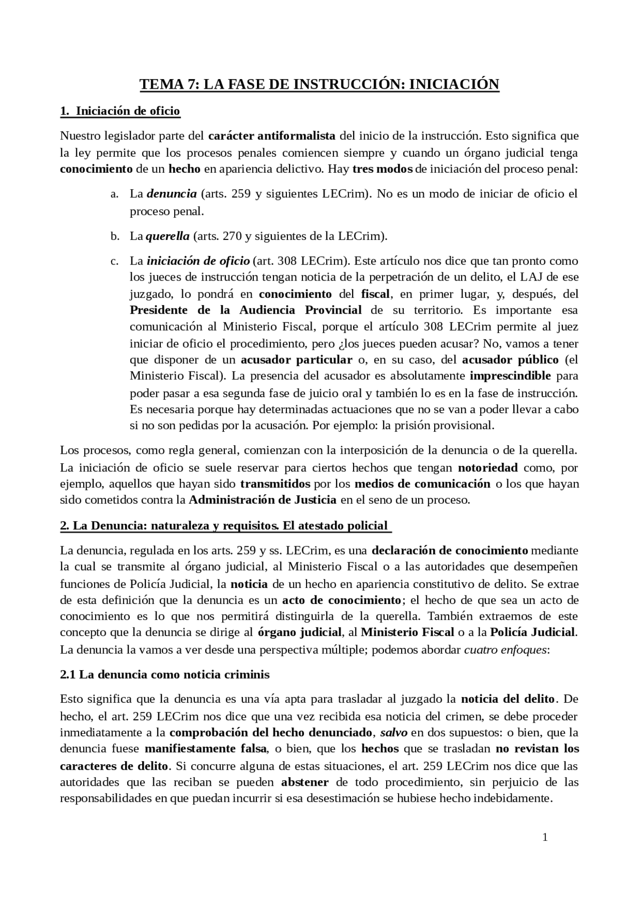 Tema 7 De La Asignatura Derecho Procesal Penal De La Usc Docsity