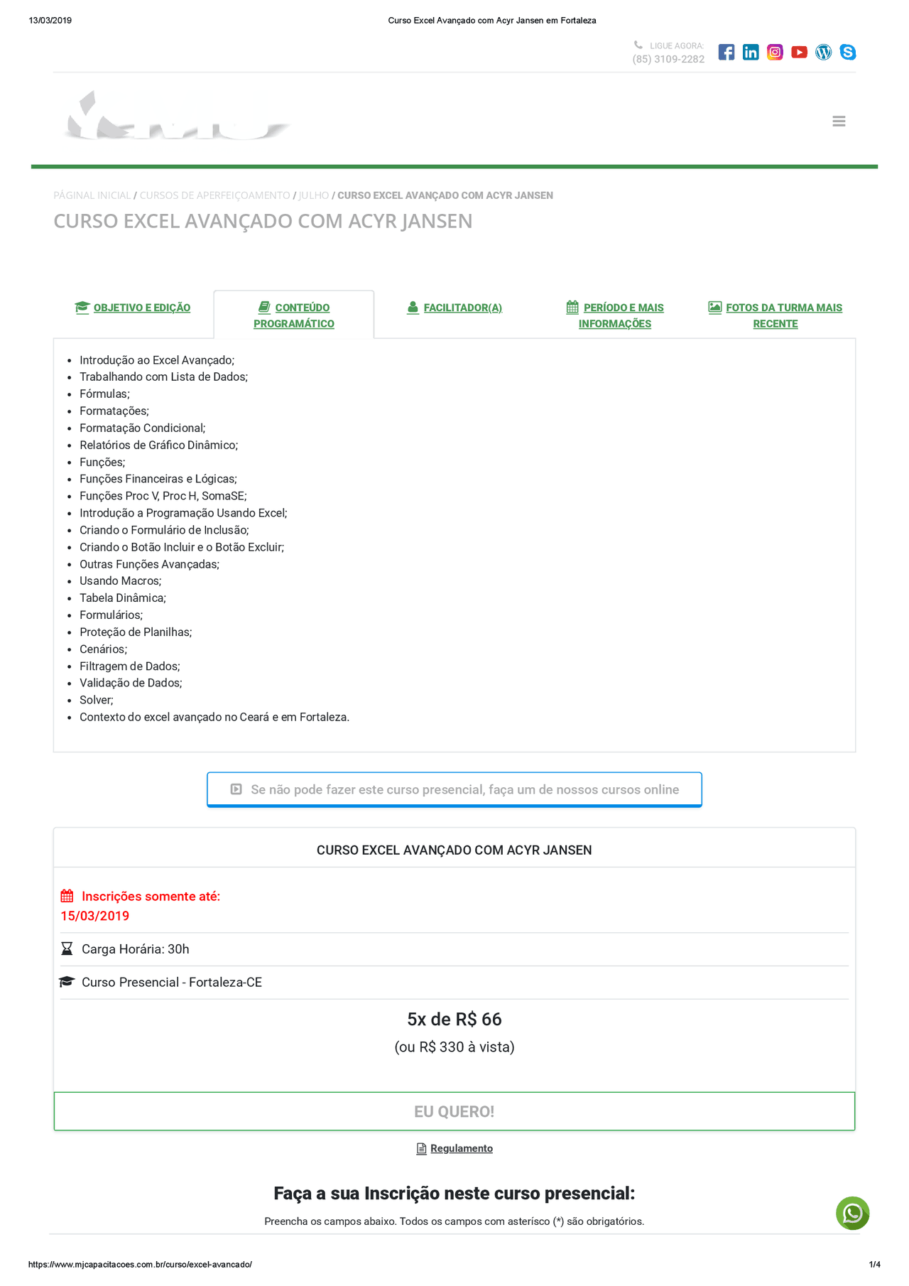 EXCEL AVANÇADO 2016 - PARA ESTUDANTES | Appunti Computer Science | Docsity