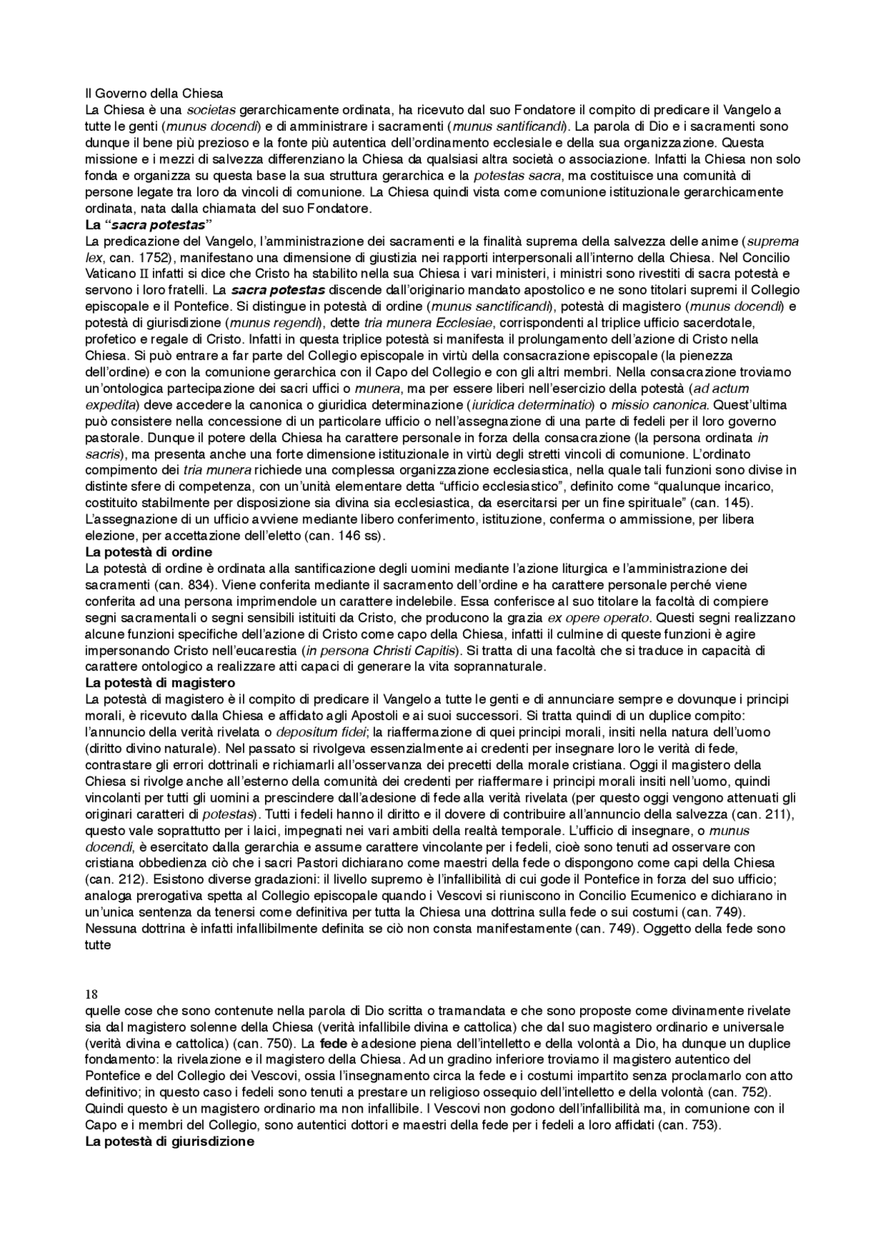 Diritto Canonico Schemi E Riassunti Docsity