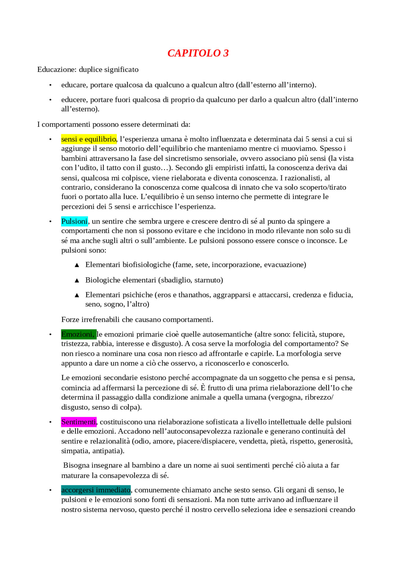 Apunti Capitolo Terzo Emilio Rousseau Docsity