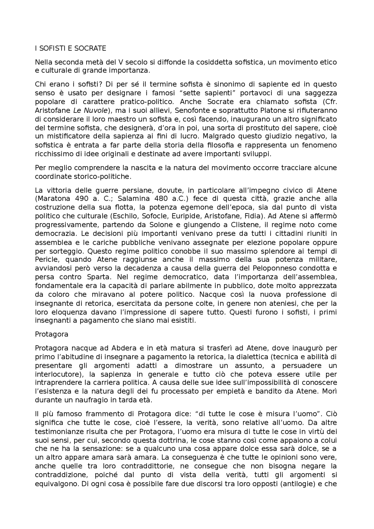 I Sofisti E Socrate Un Confronto Di Pensiero Appunti Di Filosofia