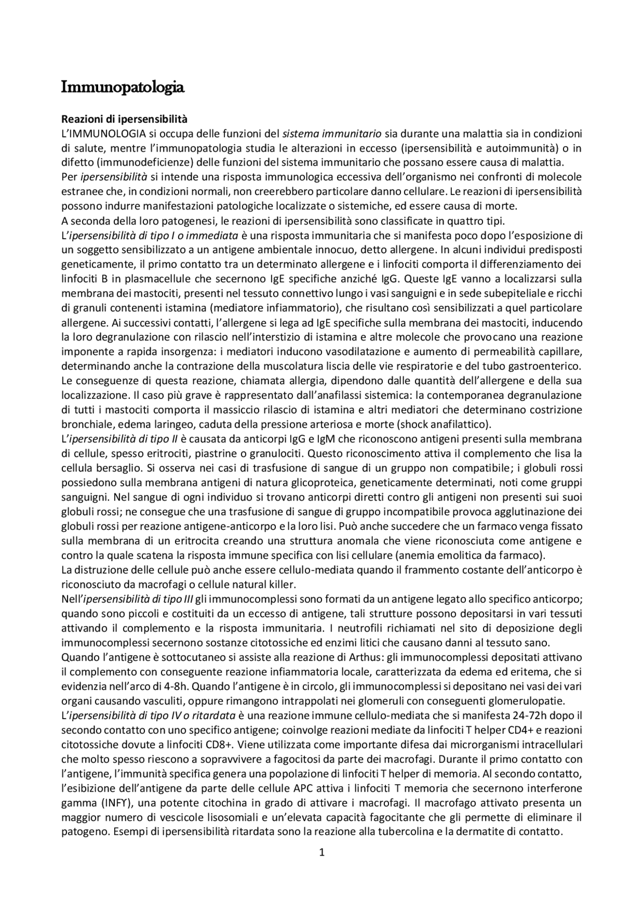 Teoria Di Immunopatologia Docsity
