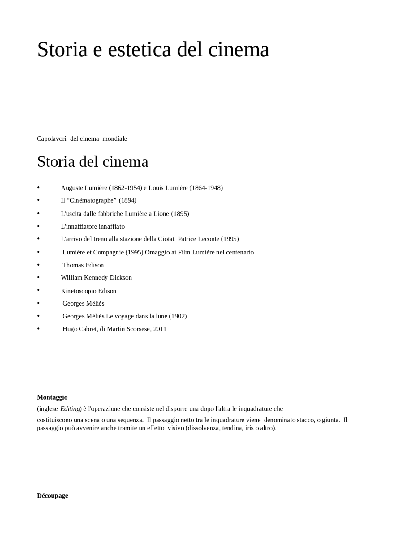 Linee Guida Esame Di Cinema Docsity