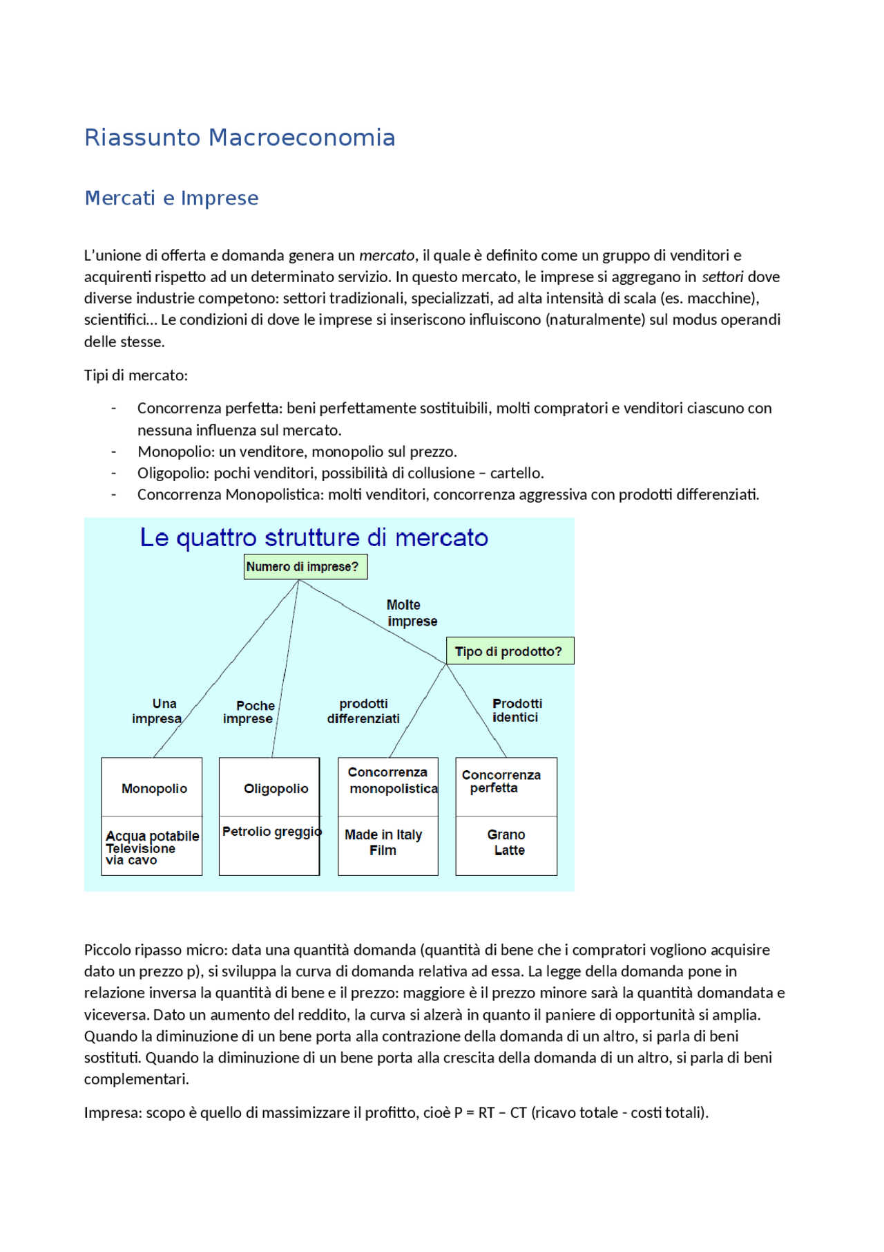 Riassunto Macroeconomia Docsity
