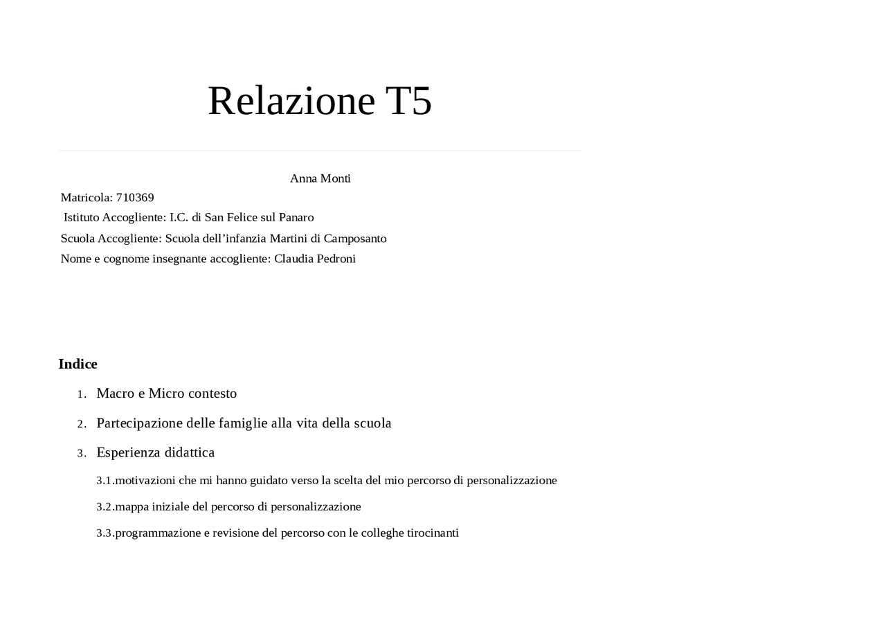 Relazione Finale Di Tirocinio Docsity