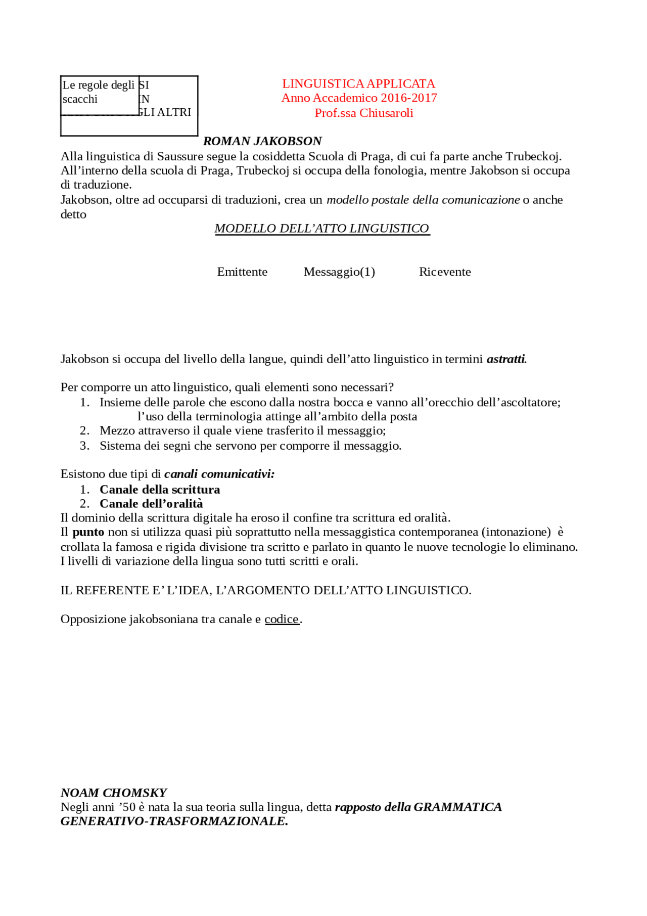 Linguistica Applicata Docsity