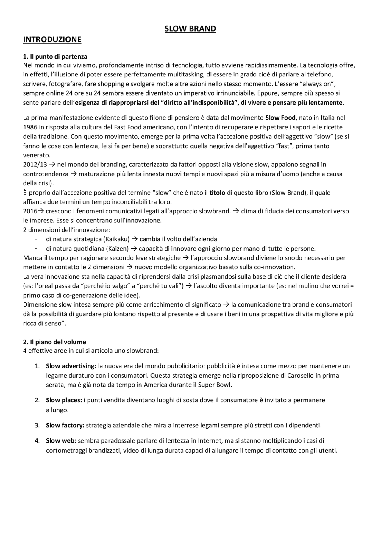 Riassunto Slow Brand Docsity