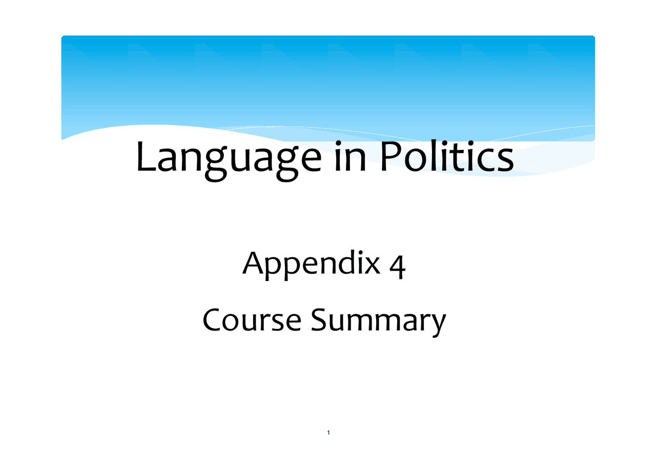 Languages in Politics - Docsity