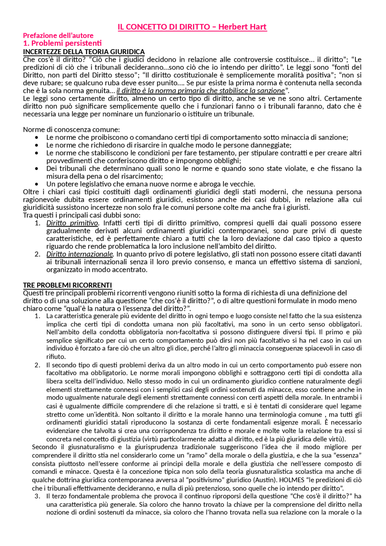 Riassunto Il Concetto Di Diritto H Hart Docsity