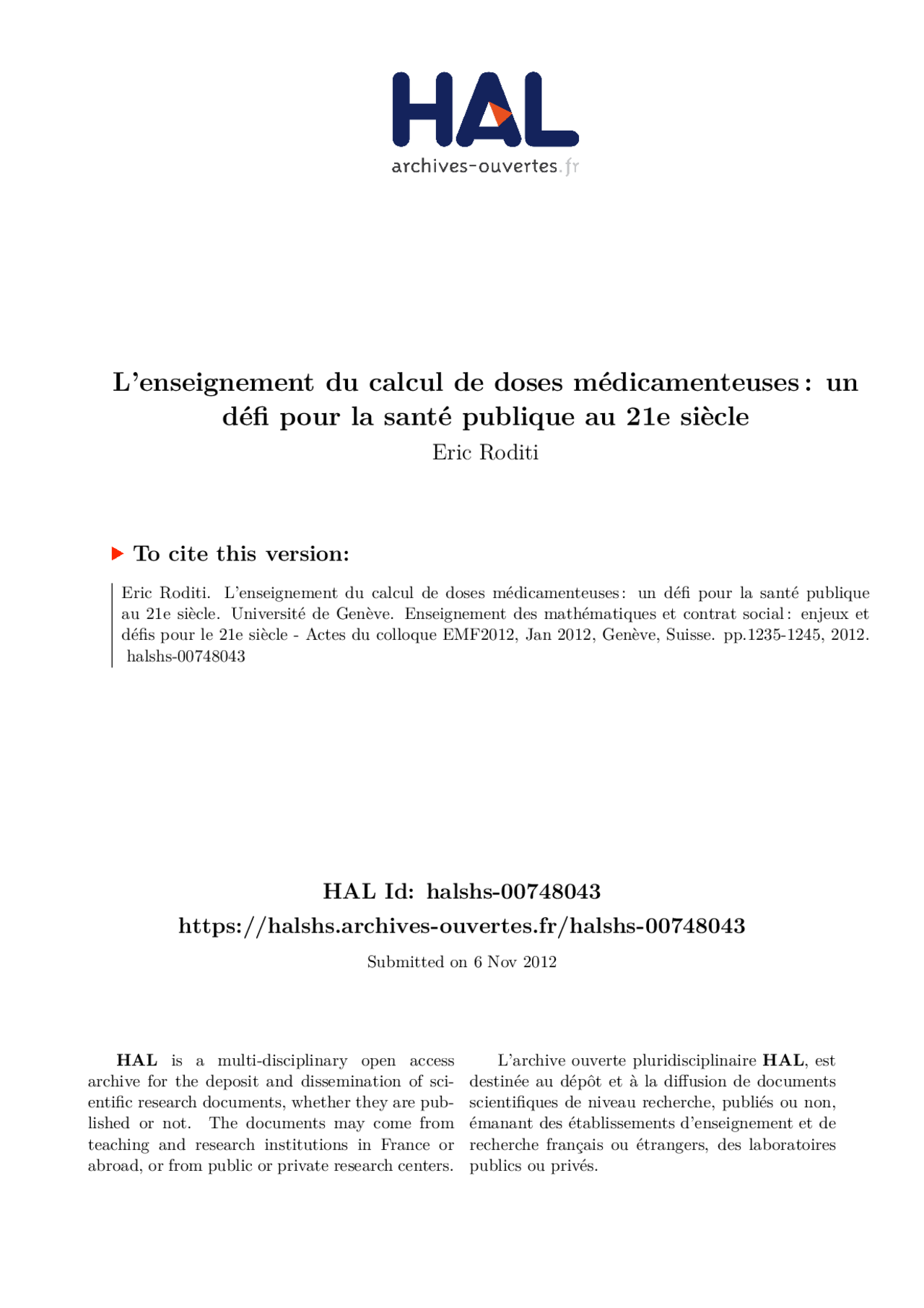 Lenseignement Du Calcul De Doses Médicamenteuses Docsity