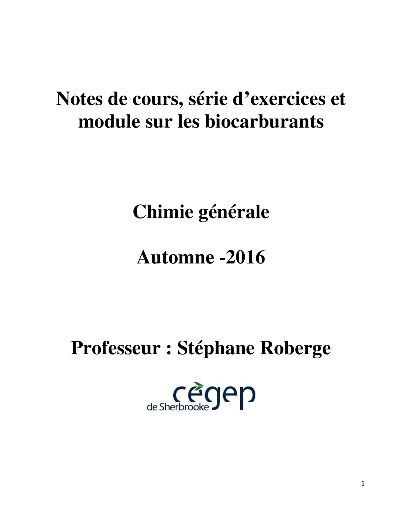Notes De Cours Série Dexercices De Chimie Générale Docsity