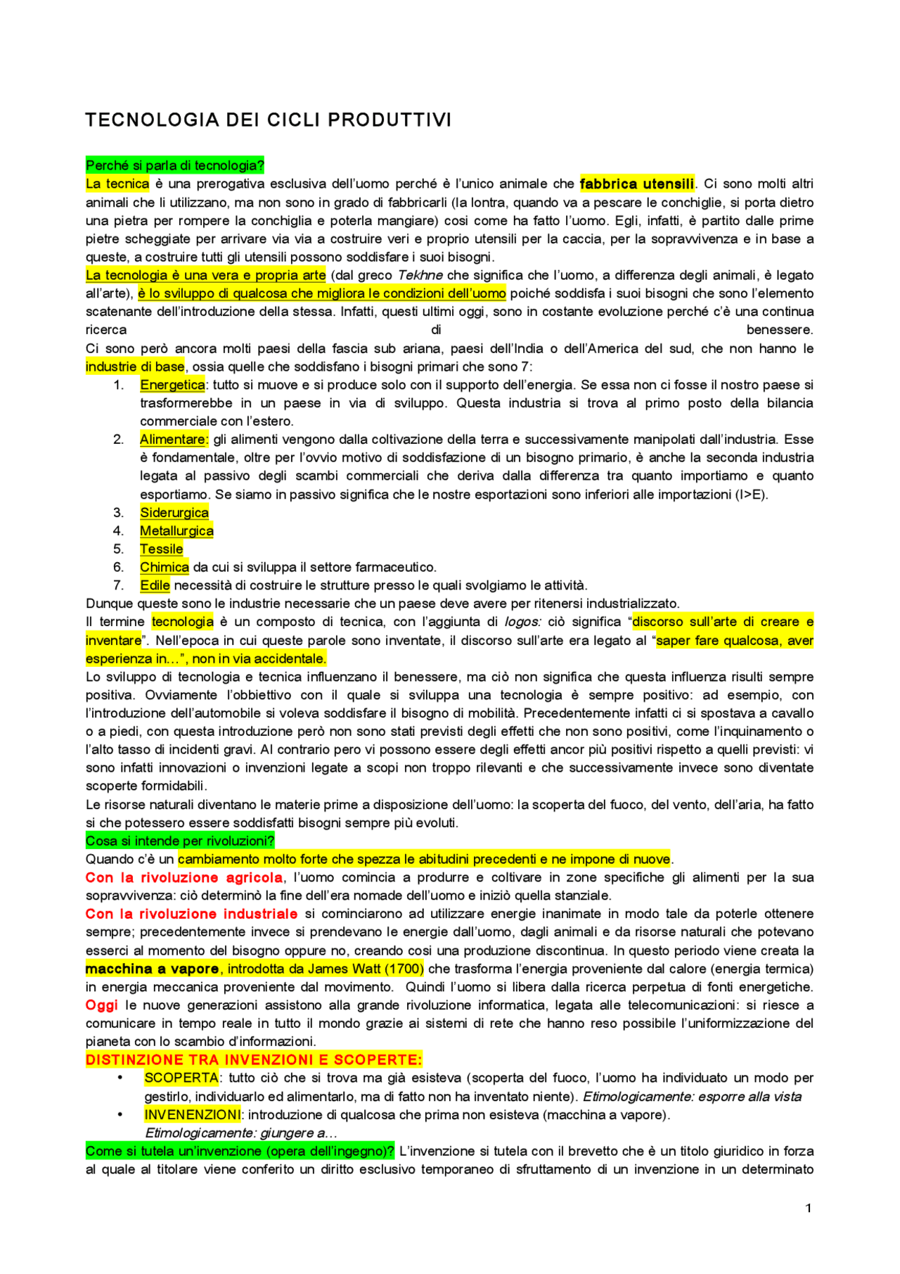 Slides Tecnologia Dei Cicli Produttivi Docsity