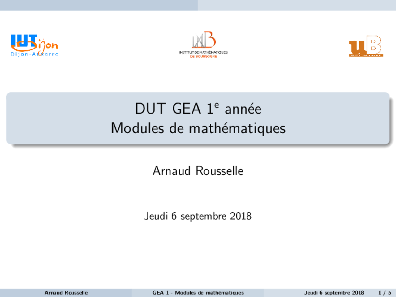 Dut gea 1e année: modules de mathématiques - Docsity