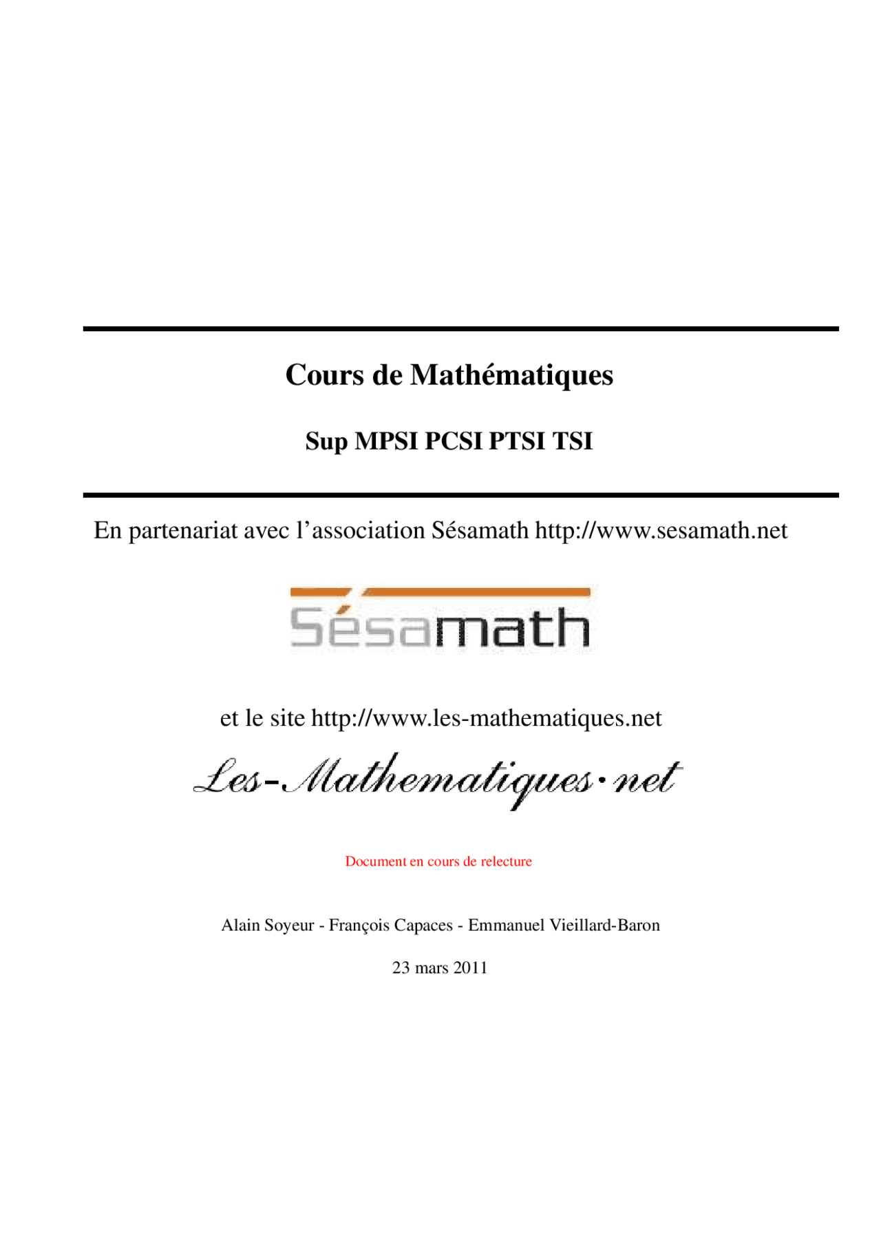 cours de mathématiques: Sup MPSI PCSI PTSI TSI | Notes Mathématiques ...