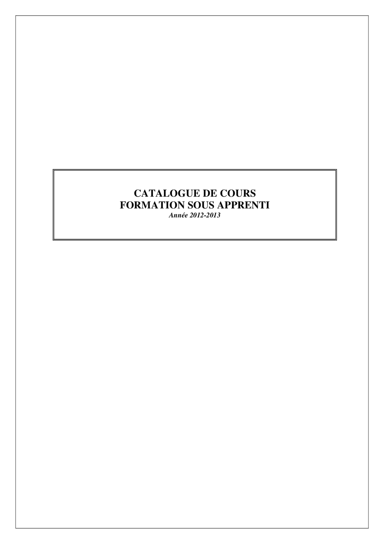 Catalogue de cours de formation sous apprenti 2012-2013 - Docsity
