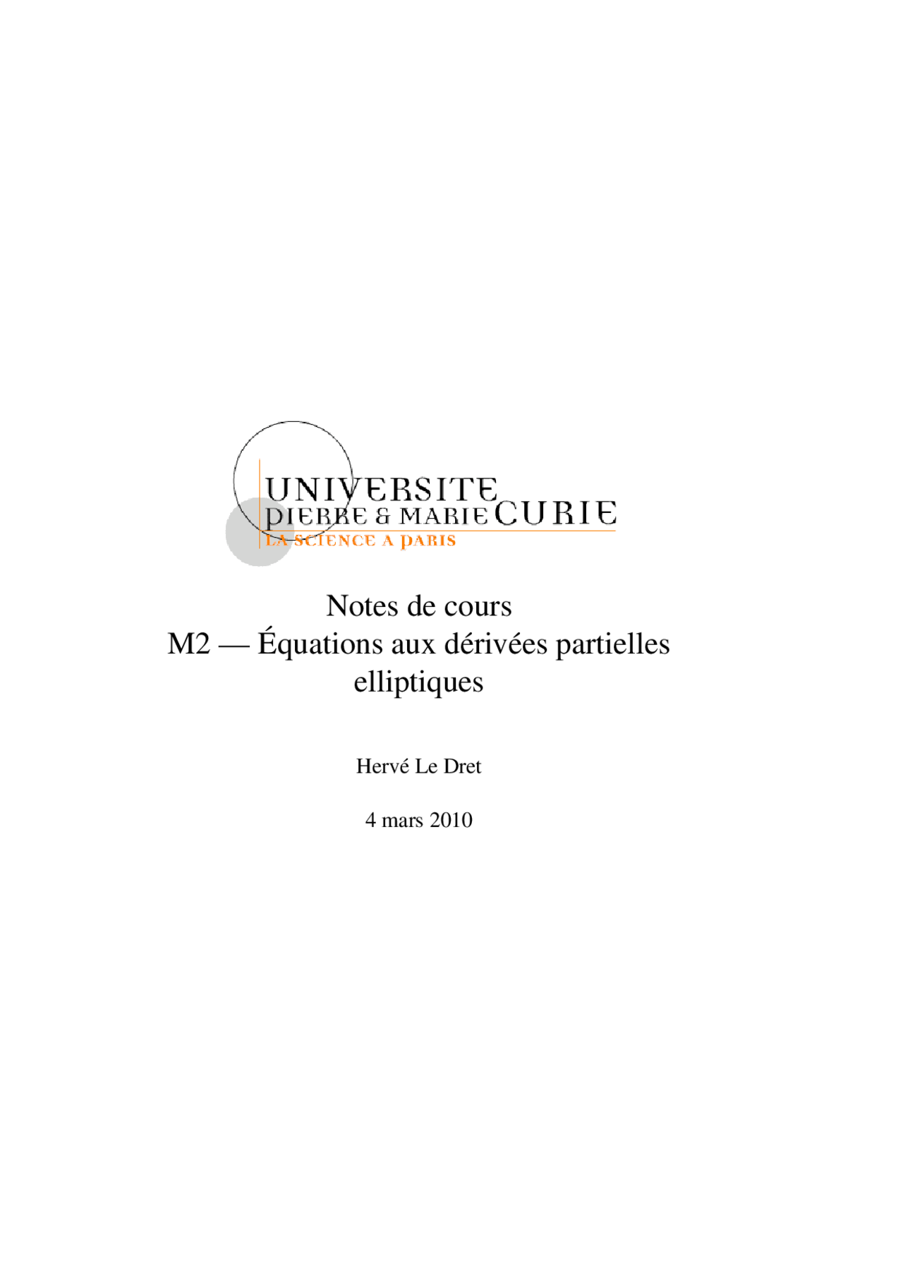 Notes de cours m2 équations aux dérivées partielles elliptiques - Docsity