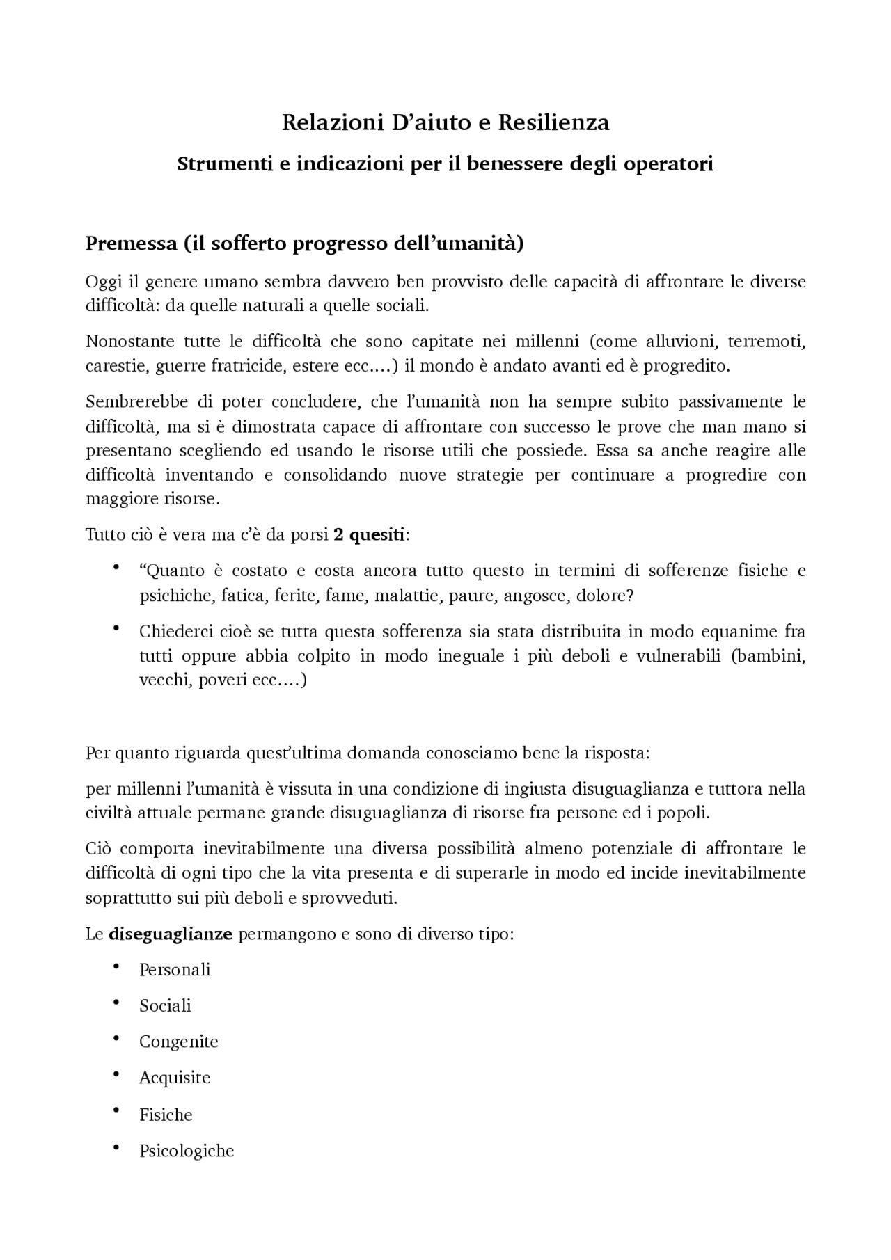 Riassunto Relazioni Daiuto E Resilienza Docsity