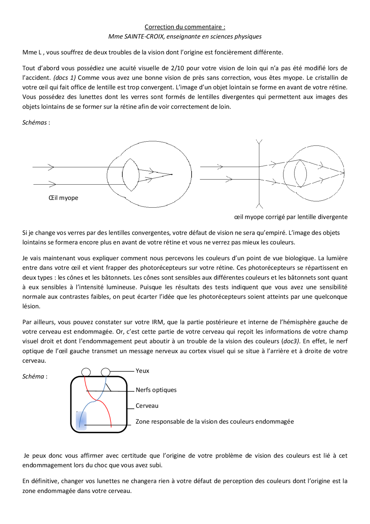 Correction Du Commentaire Mme Saintecroix Enseignante En Sciences