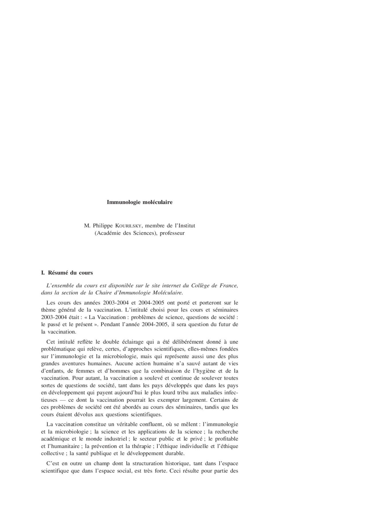Immunologie Moléculaire Résumé Du Cours Docsity