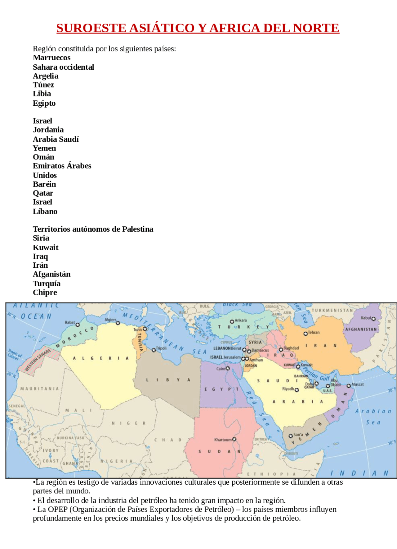 Mapas De Las Naciones Del Norte De áfrica Y El Suroeste De Asia