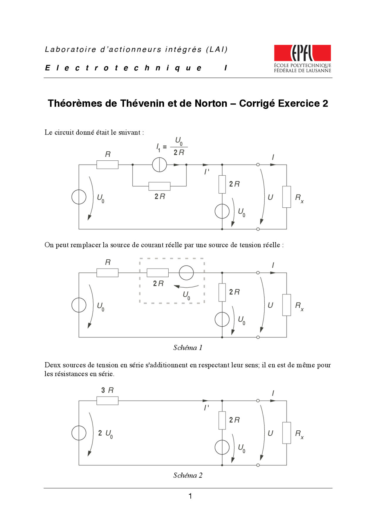 Théorèmes de Thévenin et de Norton – Corrigé Exercice 2 | Exercices ... Théorèmes de Thévenin et de Norton – Corrigé Exercice 2 | Exercices ...
