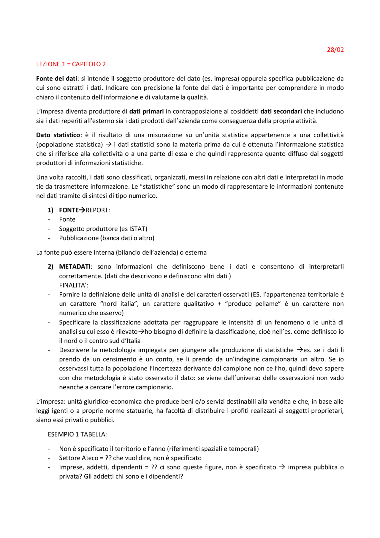 Appunti Statistica Aziendale Docsity