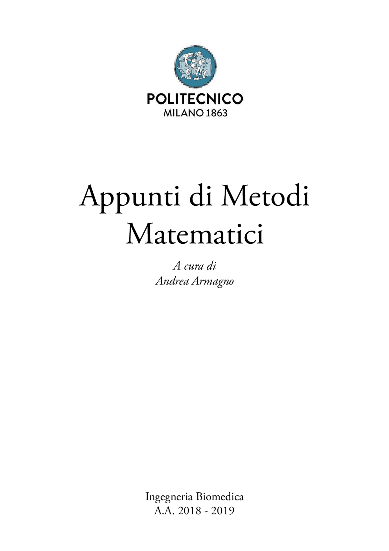 Appunti Di Metodi Matematici Mathematical Methods Docsity