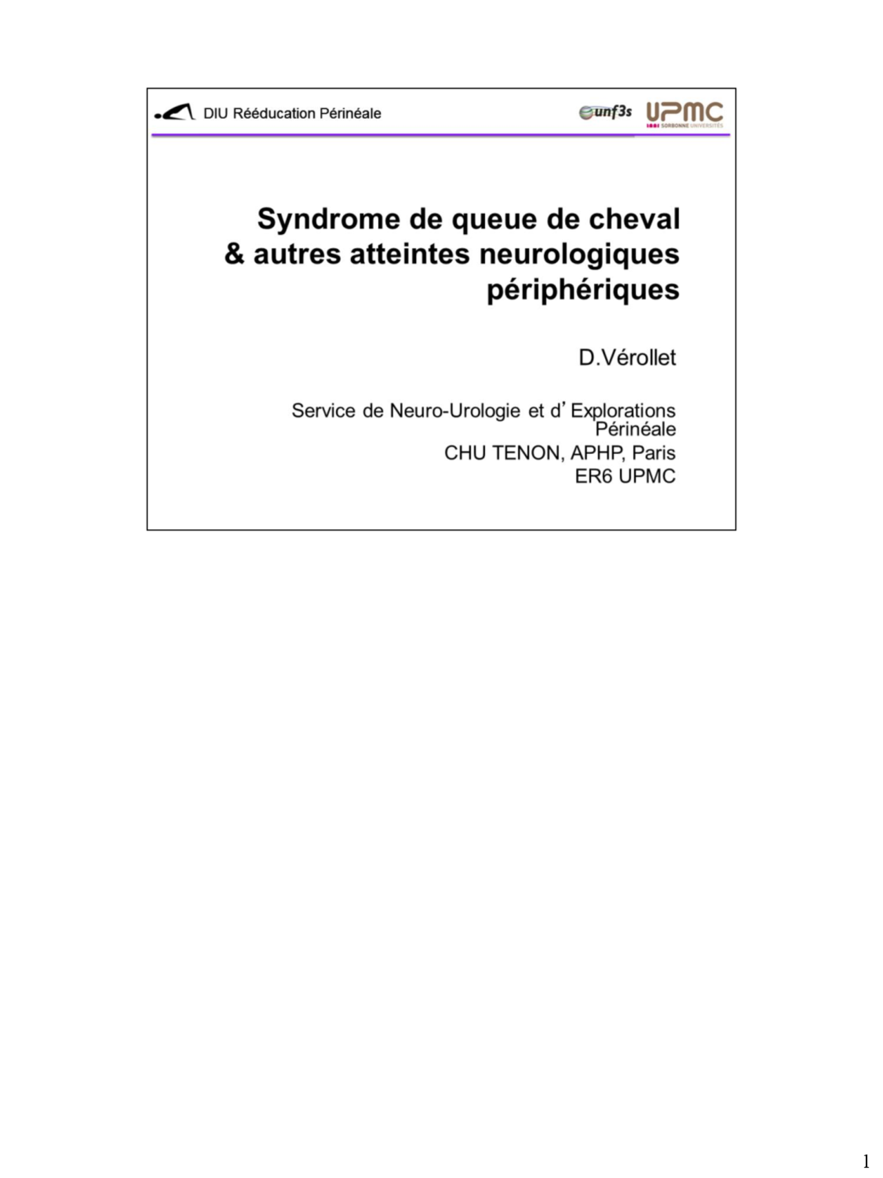 Syndrome de queue de cheval et autres atteintes neurologiques ...