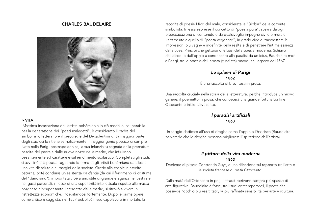 Tutto Su Charles Baudelaire Docsity