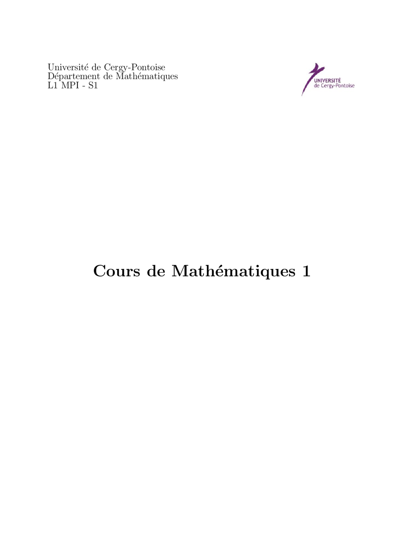 Cours De Mathématiques 1 Notes Mathématiques Docsity