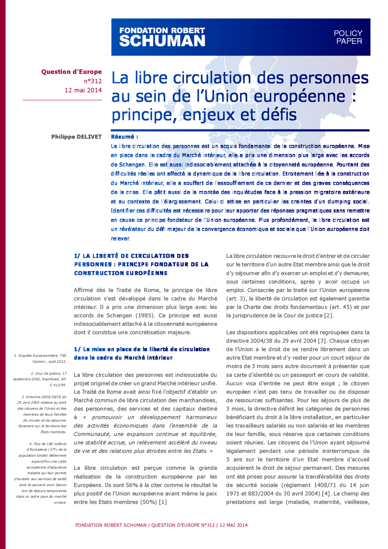 La libre circulation des personnes au sein de l'union européenne ...