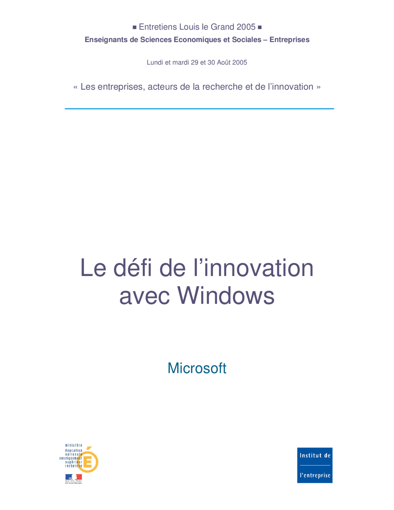 Le défi de l’innovation avec Windows: Microsoft - Docsity