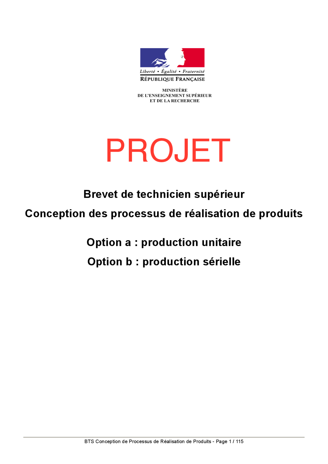 Projet Bts Conception Des Processus De Réalisation De Produits Docsity