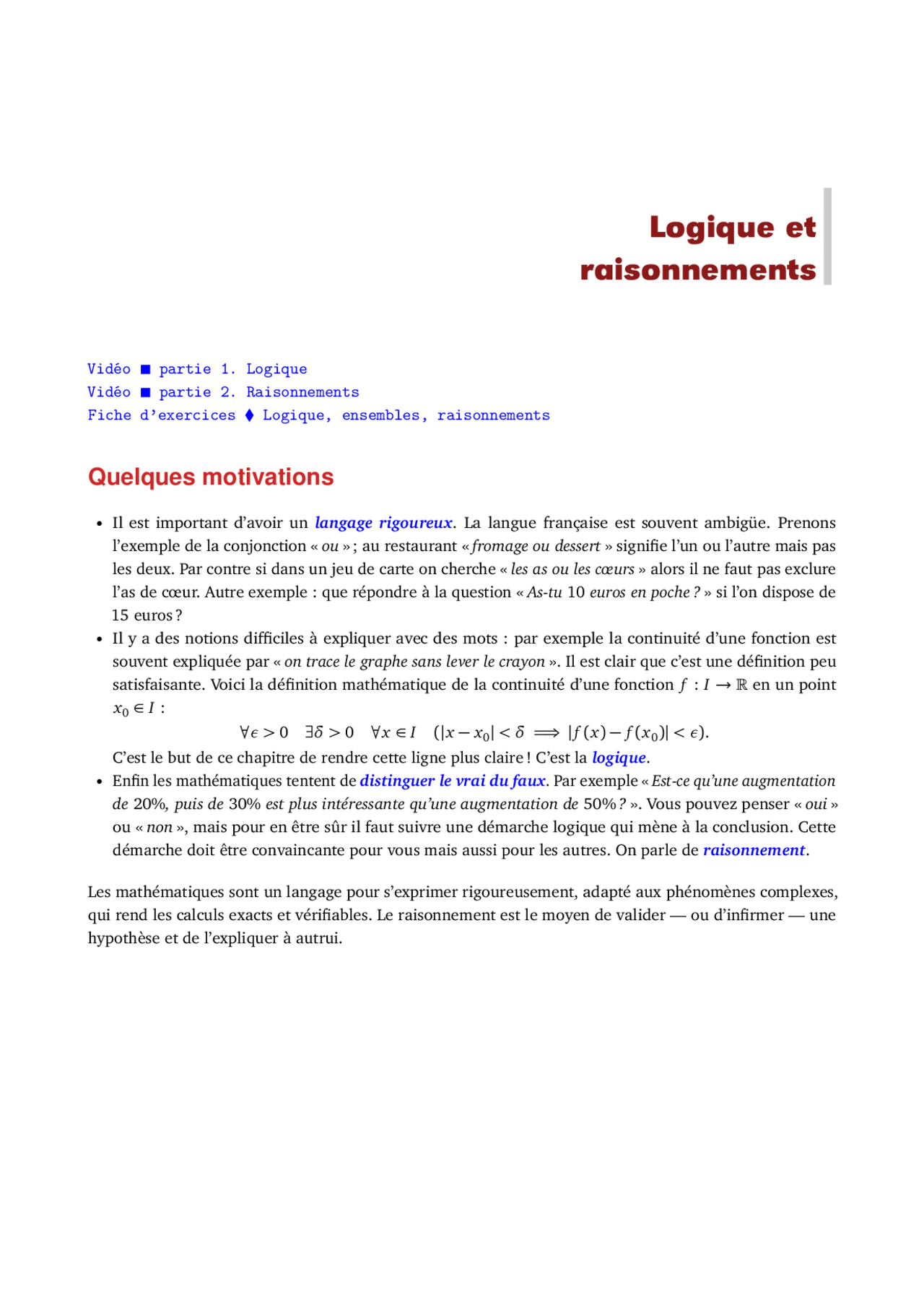 Logique Et Raisonnements Avec Mini Exercices Notes Logique Docsity