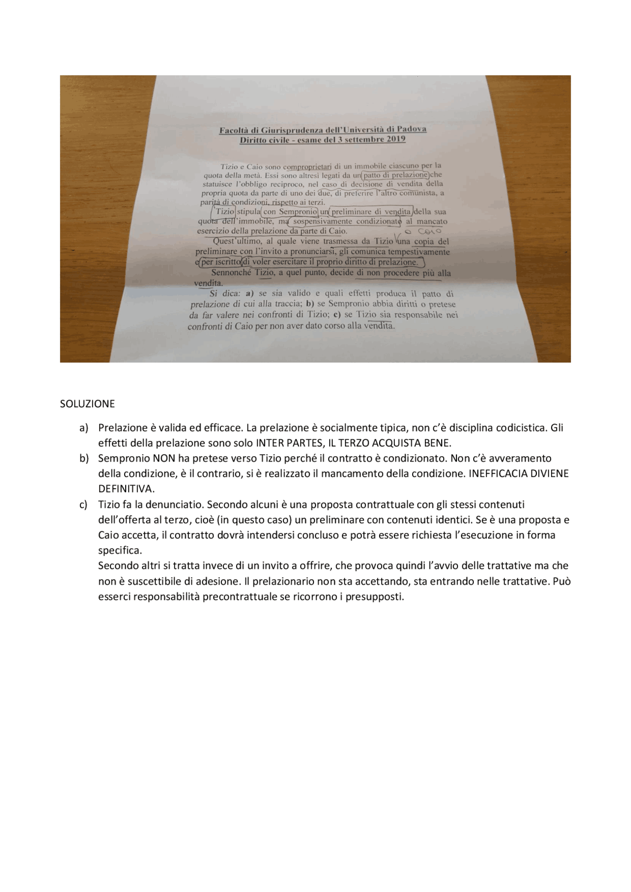 Caso Civile Appello 3 Settembre 2019 Con Soluzione Docsity