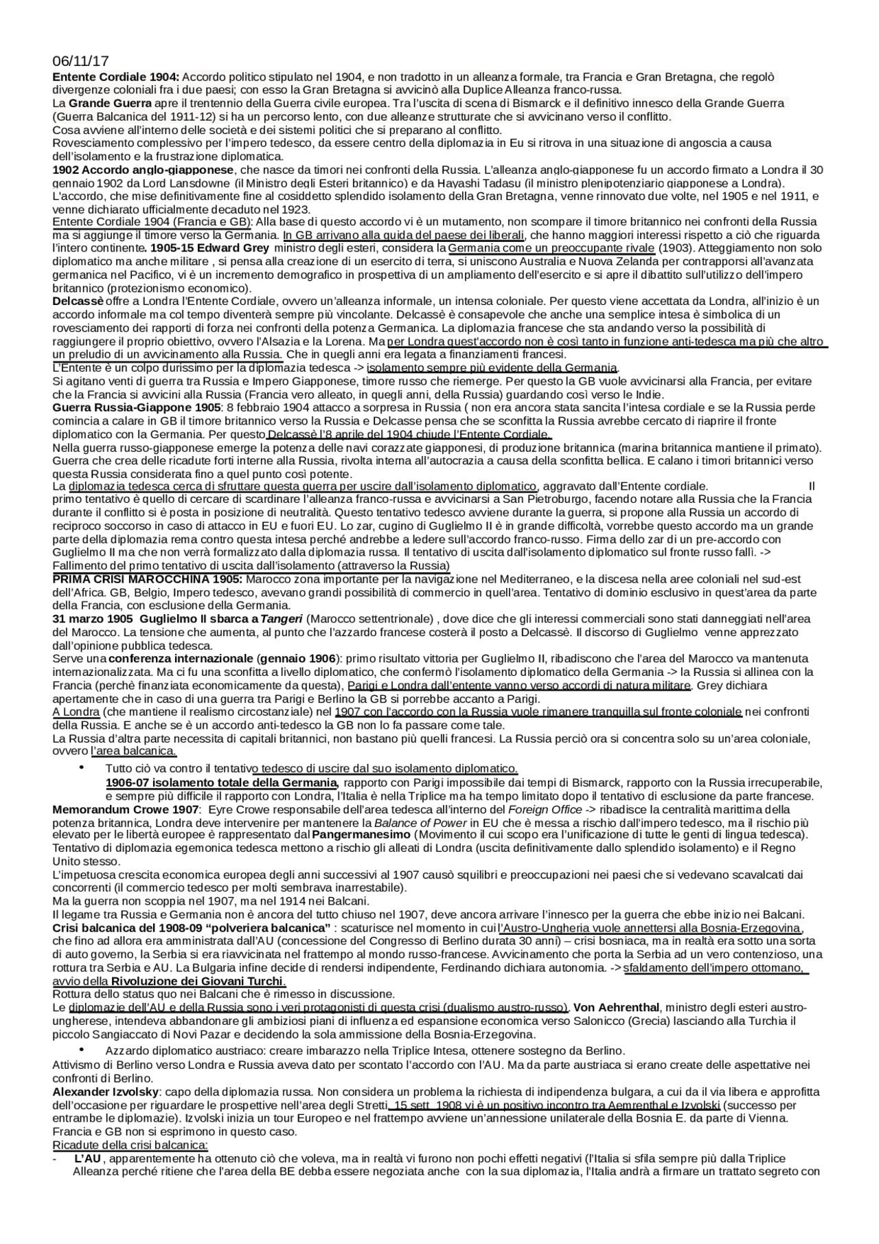 Appunti Storia Internazionale Docsity