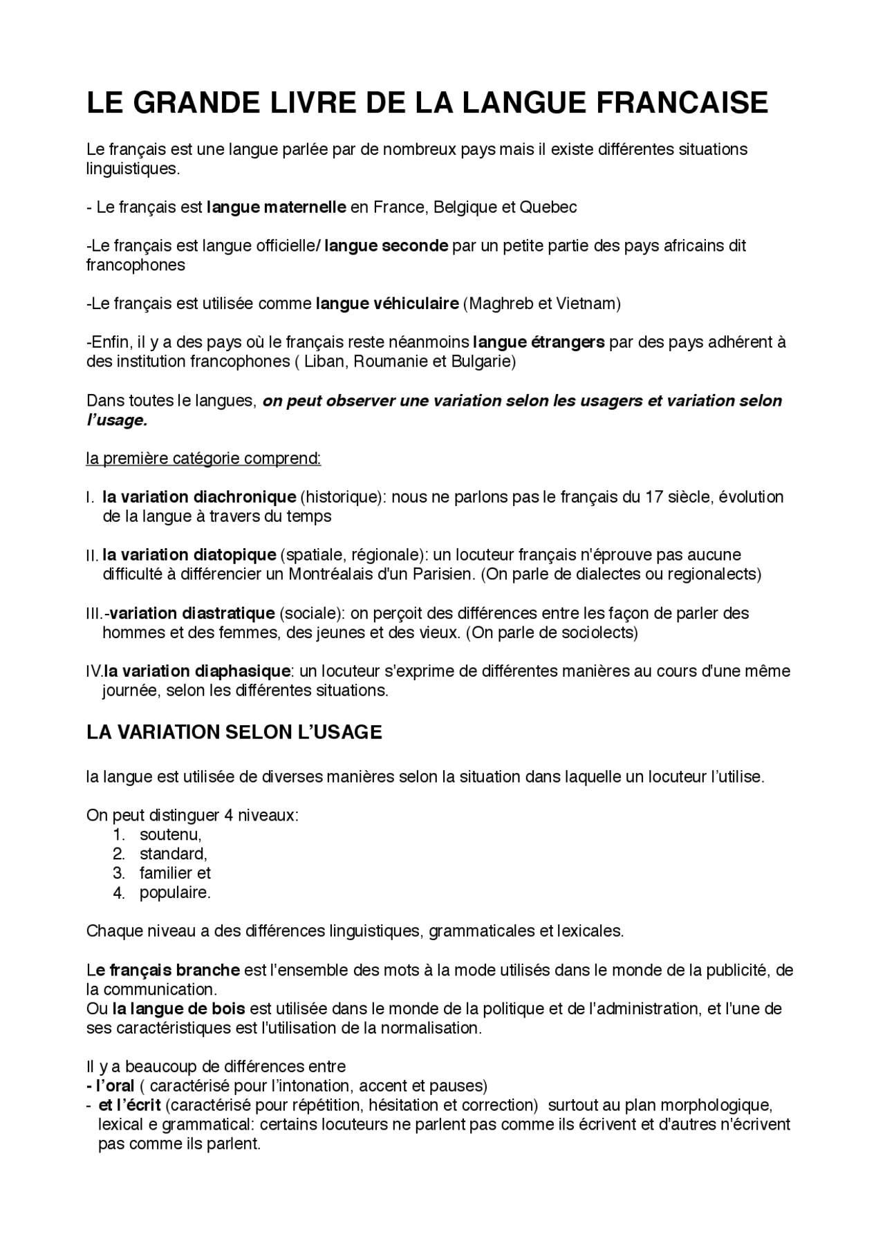 Le grand livre de la langue française - Docsity