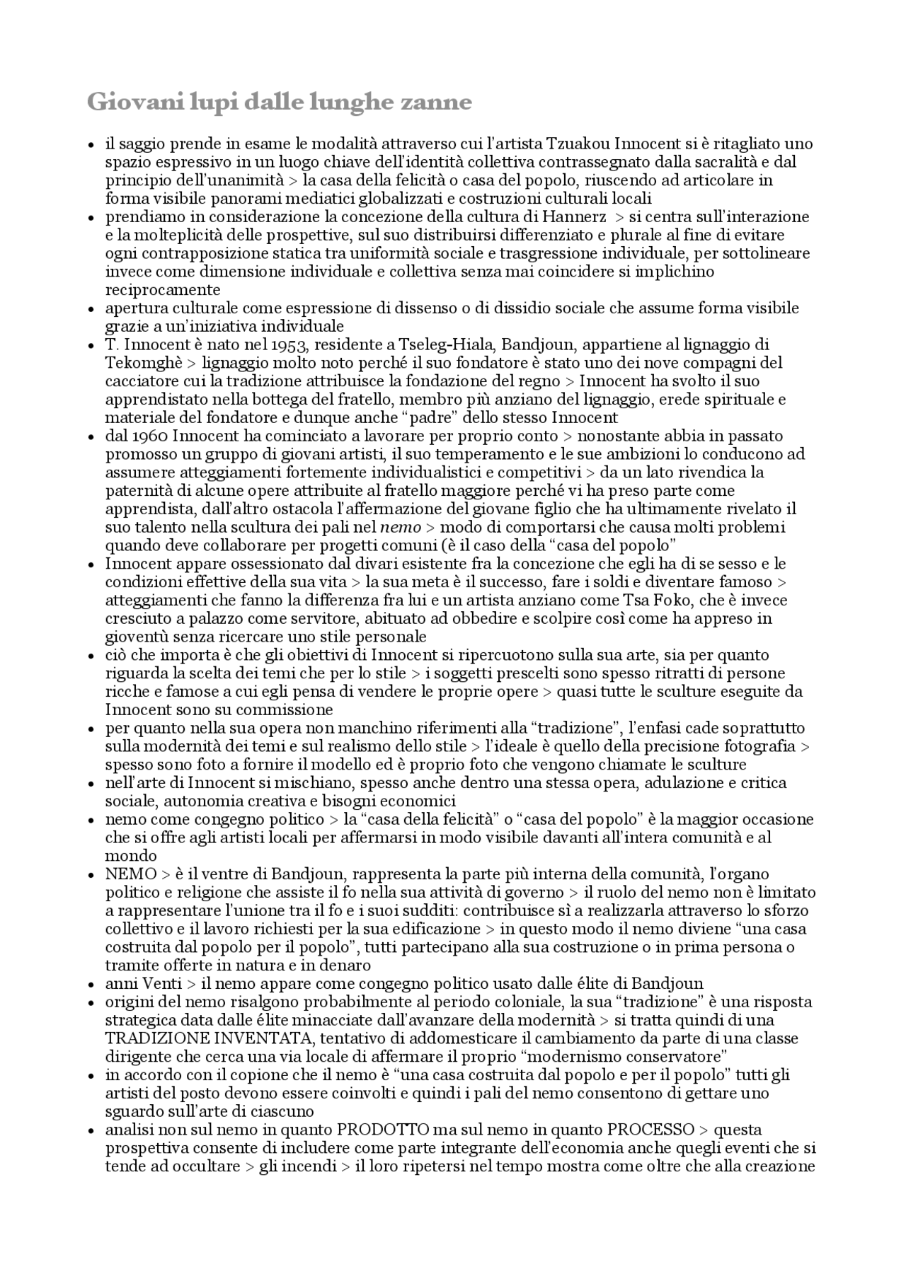 Giovani Lupi Dalle Lunghe Zanne Riassunto Docsity