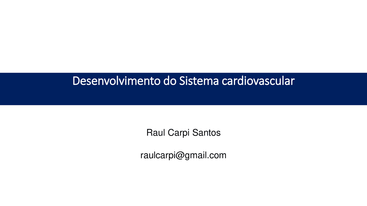 Embriologia Do Sistema Cardiovascular Docsity