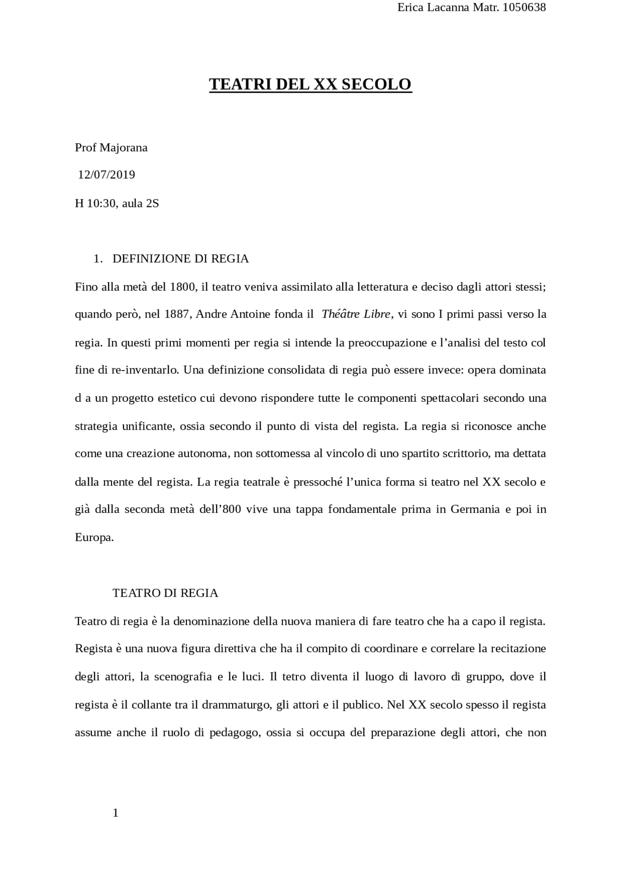 Teatri Del Xx Secolo Docsity