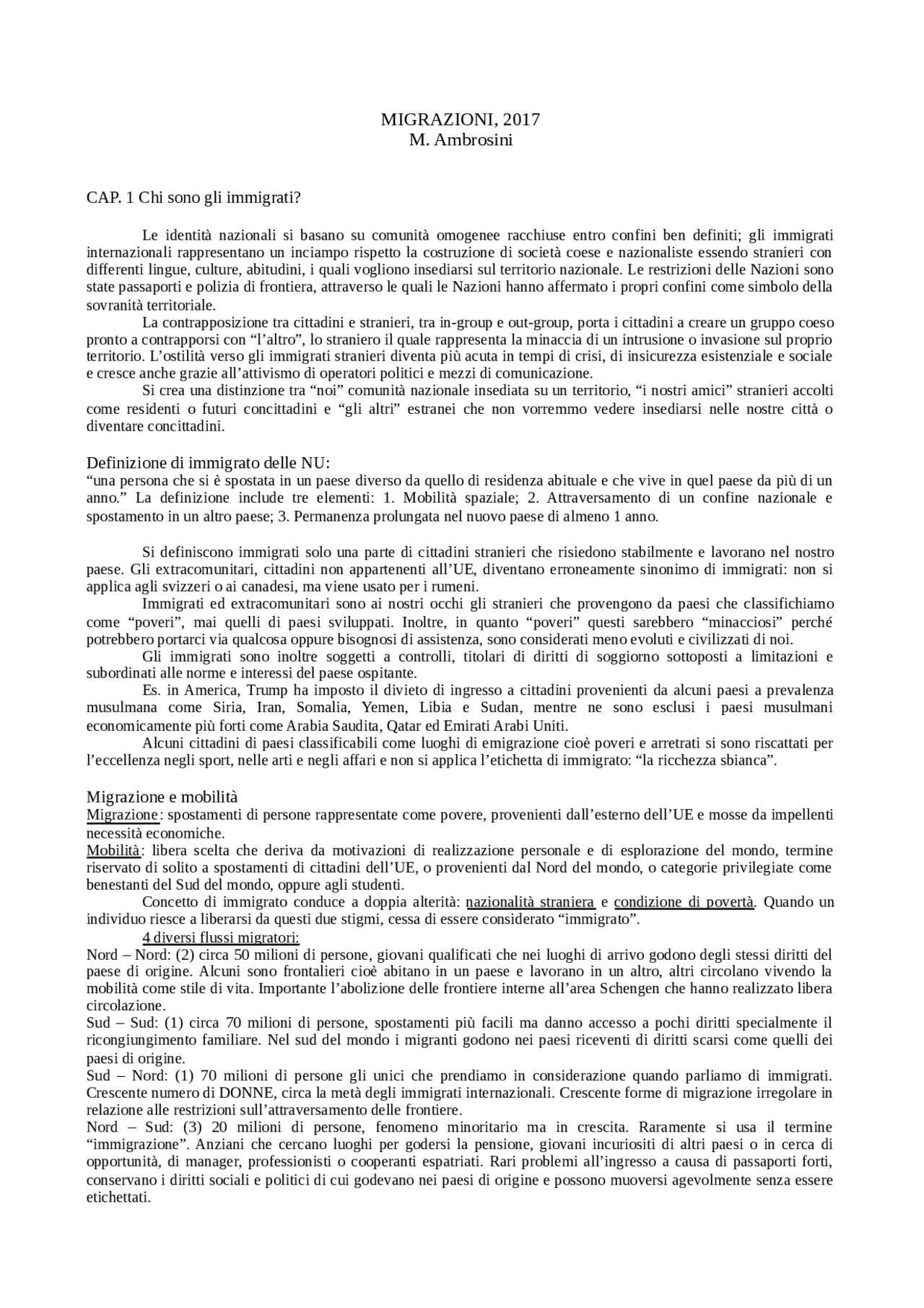 Maurizio Ambrosini Migrazioni 2017 Docsity
