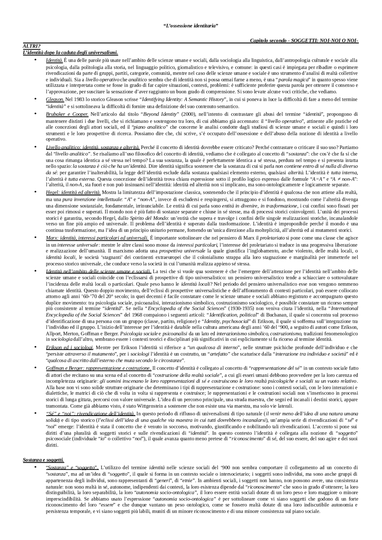 Remotti Lossessione Identitaria Docsity