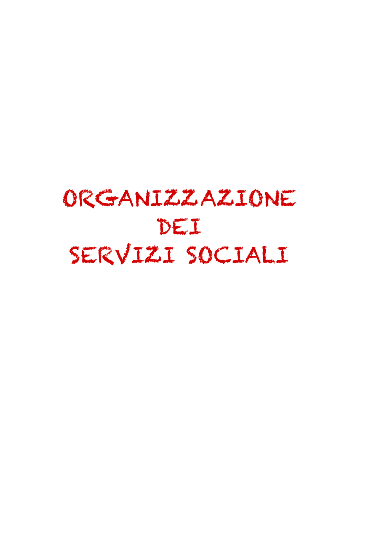 Organizzazione Dei Servizi Sociali Docsity